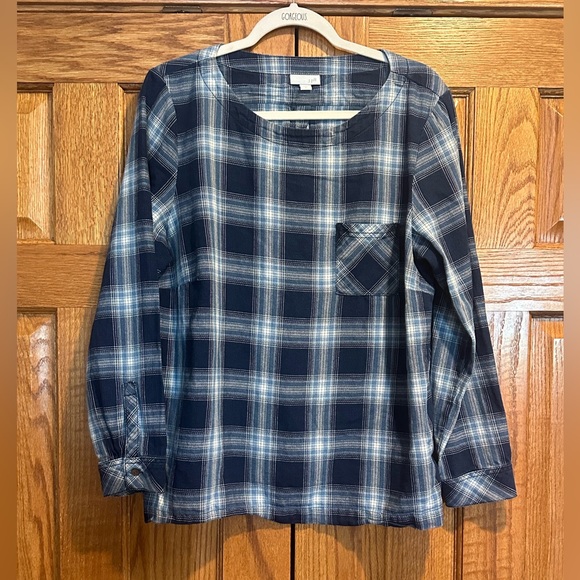 J. Jill | Tops | J Jill Navy Check Top | Poshmark